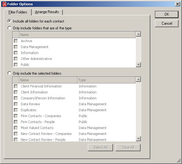 Folders – InterAction Windows Client