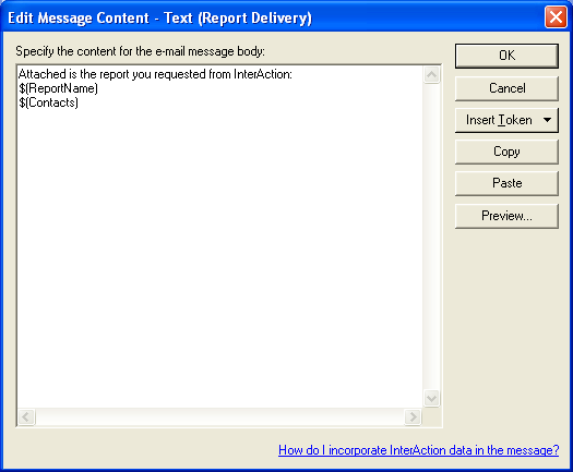 Configuring Report Email Delivery – InterAction Windows Client