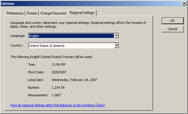 Regional Settings in the Windows Client – InterAction Windows Client