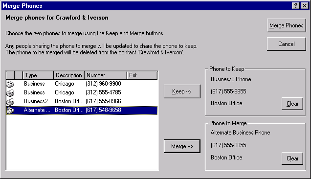 Merging Contact Information - Phones, Addresses, and Electronic ...