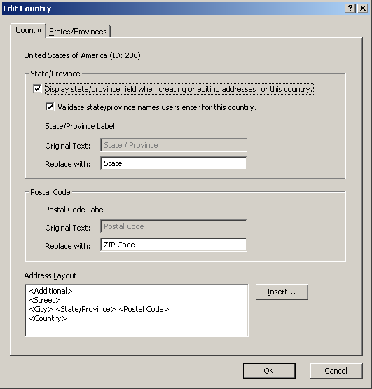 Country Configuration – InterAction Windows Client