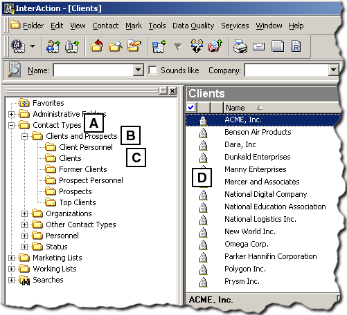 Working with Folders – InterAction Windows Client