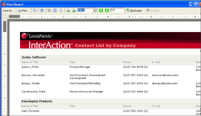 Viewing and Printing Reports – InterAction Windows Client